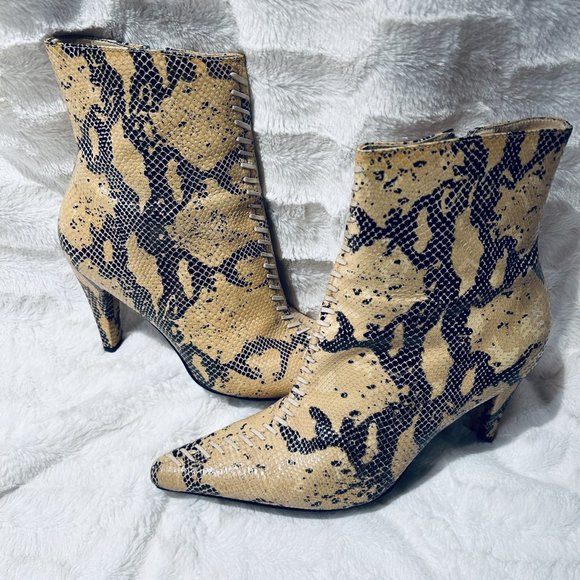 Gianni Bini | Shoes | Gianni Bini Snake Print Leather Ankle Boots ...